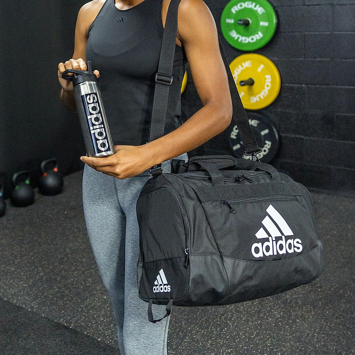 adidas Defender 4 Small Duffel Bag, Jersey Onix Grey/Black, One Size