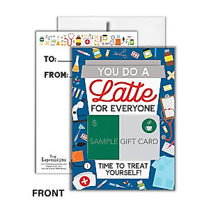 Tiny Expressions – Medical Appreciation Coffee Gift Card Holders (4 Pack) | Set of 4 with Envelopes | Hospital Themed 5"x7" Gifts for Nurses, Doctors, Medical Assistants & Employees | Made in USA
