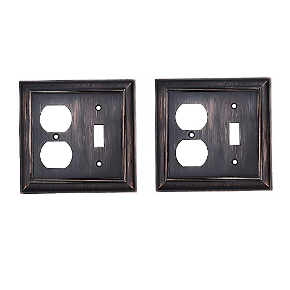 Amazon Basics Decorative 2-Gang Duplex Combination Wall Plate - 2-Pack, Oil Rubbed Bronze