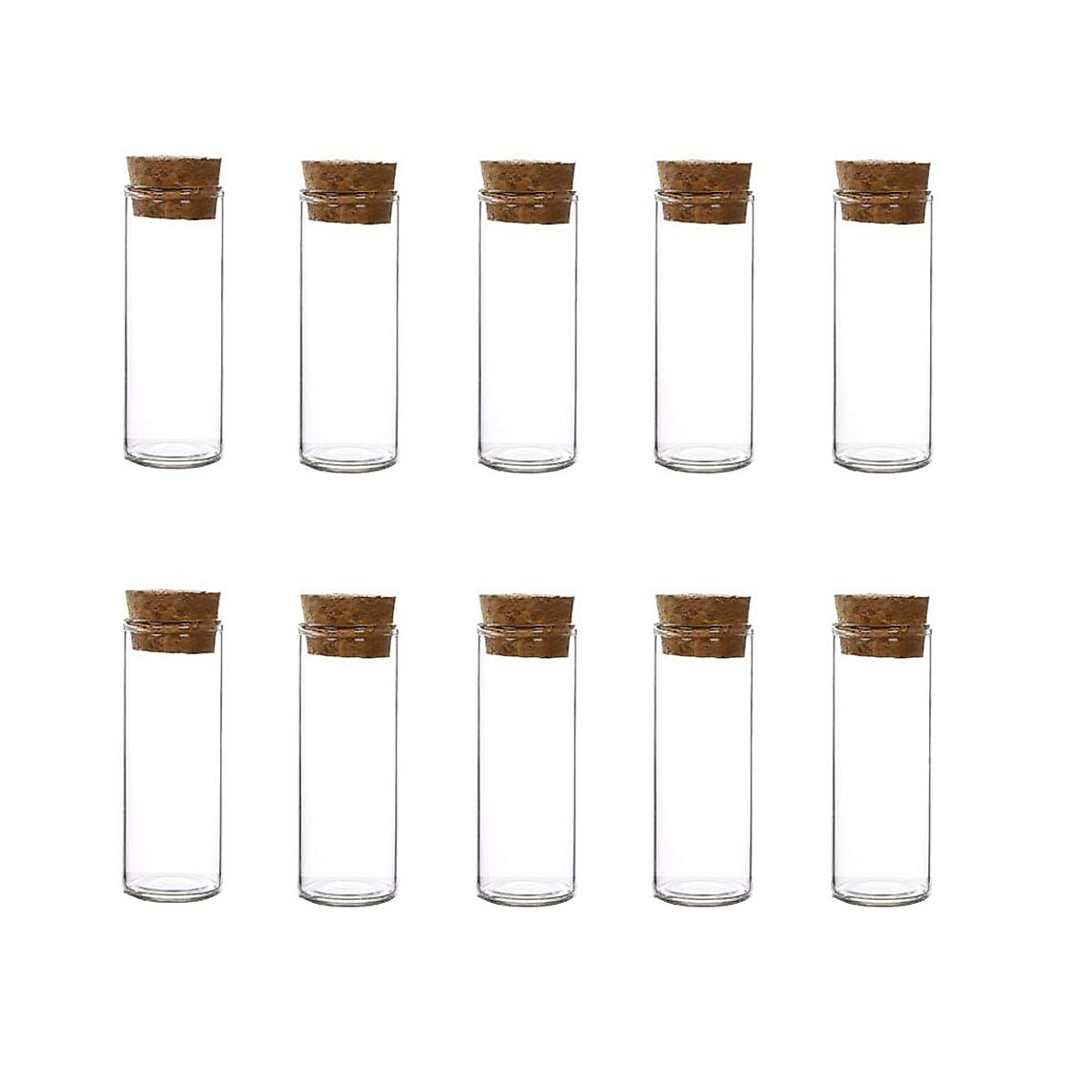 10Pcs 40ml/1.3oz Empty Clear Borosilicate Glass Test Tubes Reagent Bottle with Cork Stoppers Multipurpose Refillable Vial Jars Holder for Foods Cosmetic Candy Tea Pill Powder Liquid Dispenser