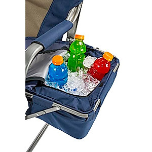 Kamp-Rite Portable Outdoor Beach Patio Lawn Director's Chair w/Cooler, Table, & Cup Holder for Backyard, Tailgate, & Sports, 350LB Capacity, Navy/Tan