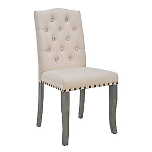 RUNWON Farmhouse Solid Wood 6-Piece Dining Set with Rectangular Trestle Table and 4 Upholstered Chairs & Bench, Gray