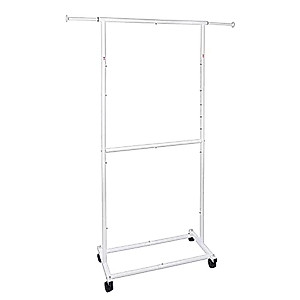 Fishat Simple Garment Rack & Laundry Hamper Butler Cart Basket