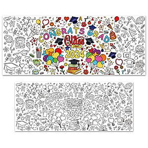 OHOME Graduation Giant Coloring Poster/Tablecloth - Kindergarten Graduation Gifts - 30 x 72 Inches Jumbo Coloring Banner Kids Crafts Games,Kindergarten Graduation Decorations for 5th Grade Preschool