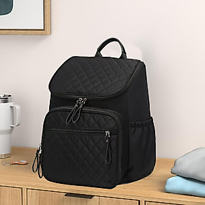 LORADI Large Capacity Diaper Bag Backpack with Storller Clips, Water-Resistant Travel Backpack with Anti-Theft Pocket, Black