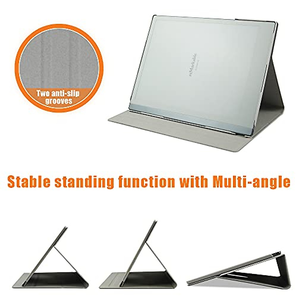 Xuanbeier Rotation Case Compatible with Remarkable 2 Paper Tablet Protective Cover with Pen Holder and Stand Funktion,Gray