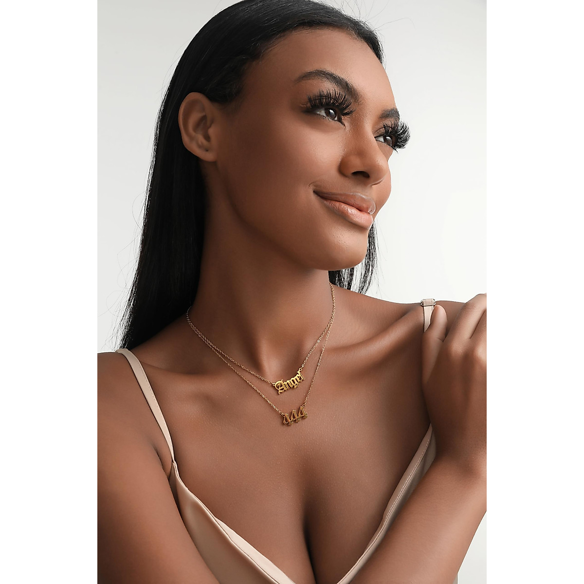 Angel Number 444 Choker Necklace Numerology Jewelry for Women Gold Tone