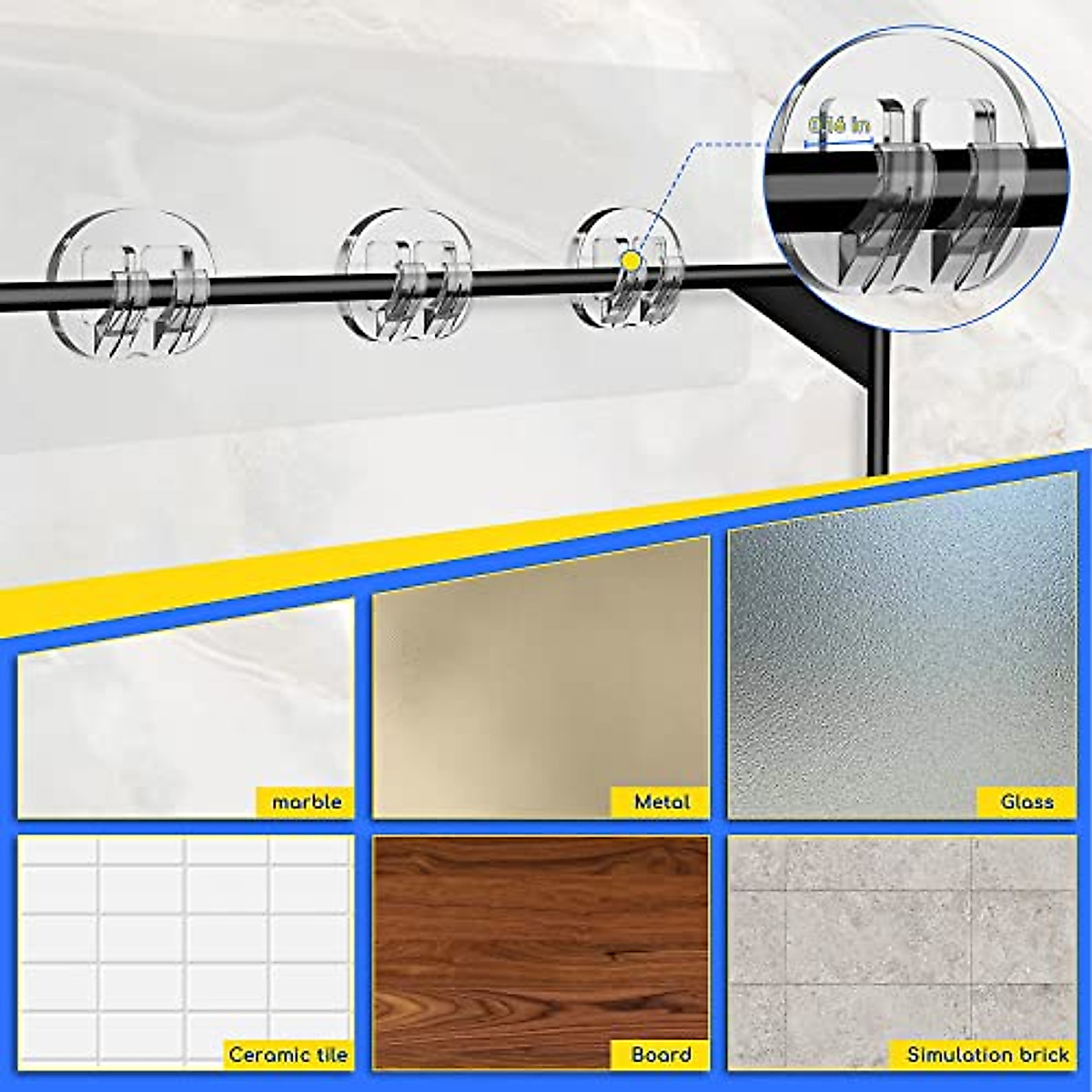 Umart 3 Packs Adhesive Hooks Sticker for Replacement No Drilling No ...