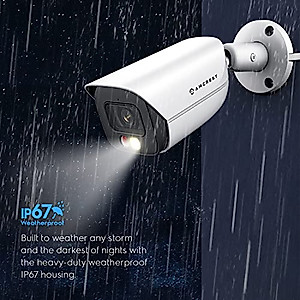 Amcrest 5MP IP PoE AI Camera w/ 49ft Color Night Vision, Security Outdoor Bullet Camera, Built-in Microphone, Human & Vehicle Detection, Active Deterrent, 129° FOV, 5MP@20fps IP5M-B1276EW-AI (White)