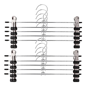 Beerty Stainless Steel Pants Skirt Hangers Clothes Hanger Rack with 2 Adjustable Stand Clips for Home Closet Storage Space Saving