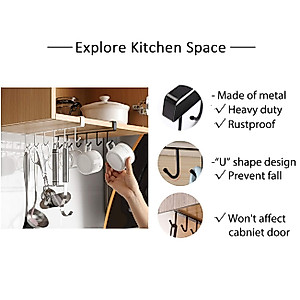 Art Secret 6-Hook Under Cabinet Mug Hanger (a- 3pcs White)