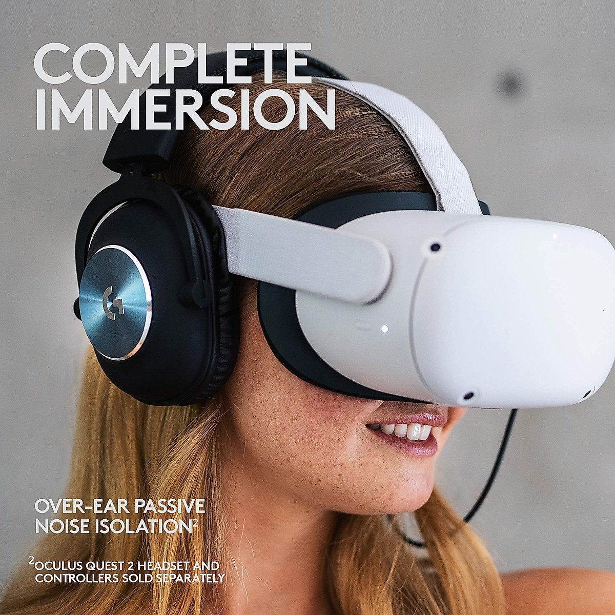 Logitech G PRO Gaming Headset for Oculus Quest 2 - Oculus Ready - Custom-Length Cable - PRO-G Precision Gaming Audio Driver - Steel and Aluminum Build - Low-Latency 3.5 mm Aux Connection (Renewed)