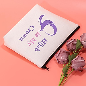 JXGZSO Islamic Religion Gift Hijab Is My Crown Cosmetic Organizer Muslim Women Make Up Bag Hijab Themed Gift