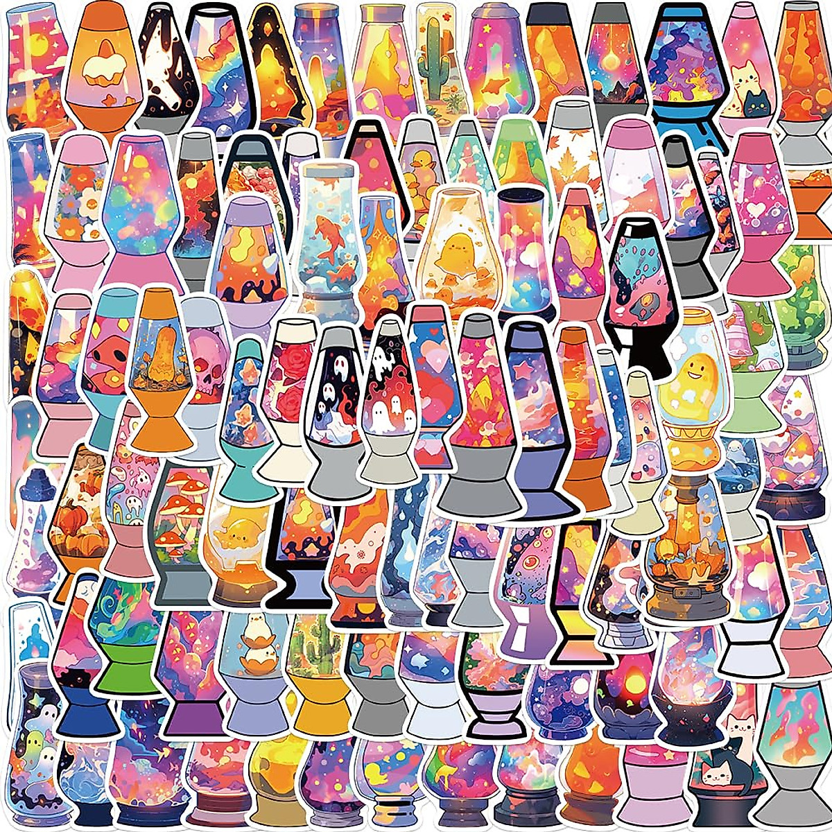 100PCS Cute Lava Lamp Stickers for Kids,Water Bottle Stickers Waterproof Vinyl Stickers for Phone Skateboard Laptop,Kawaii Aesthetic Stickers Packs for Kids Girls Teens