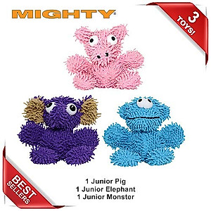 MIGHTY- Microfiber Ball Elephant– Made with Squeaker Balls and Minimal Stuffing. Strong & Tough. Interactive Play Dog Toy. Machine Washable & Floats. (Combo Pack #1)