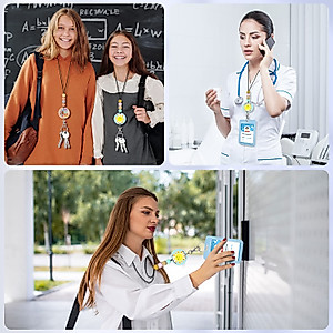 Teacher Lanyards for Id Badges & Keys, ID Badge Card Holder with Silicone Beaded Lanyard, Acrylic Beaded Breakaway Neck Lanyards Name Tag for Women Teacher Nurse - Do What Makes You Happy