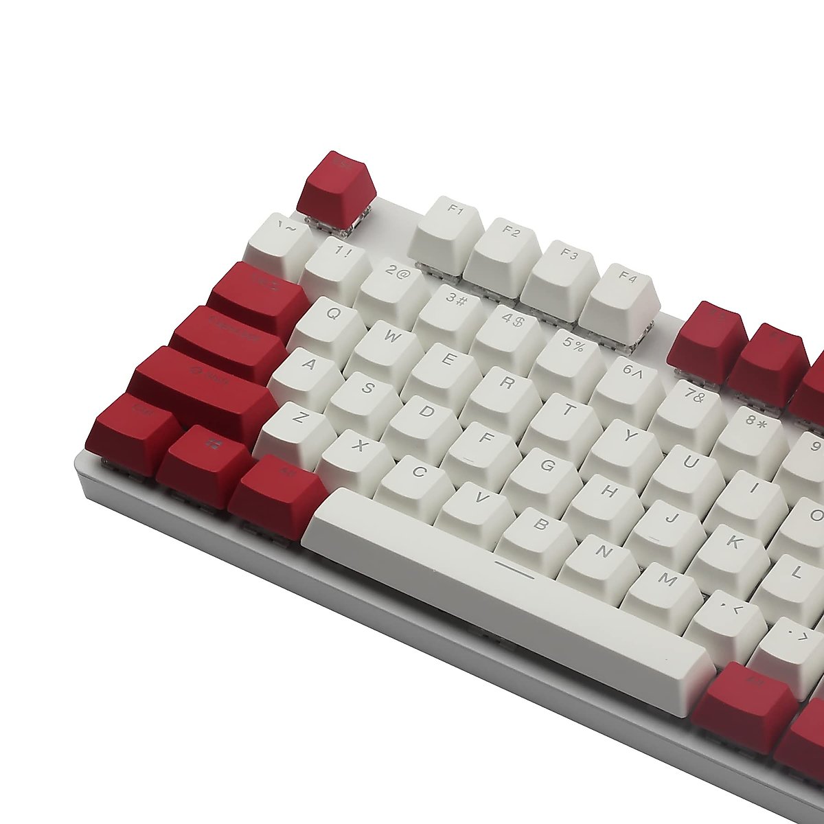 HZYZ PBT Keycaps Backlit Doubleshot Cherry MX Keycap Set Translucent OEM Profile MX Key Caps for US-ANSI Layout 6187104108 MX Switches Mechanical Gaming Keyboard(Red White Combo)