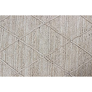 CASAVANI Hand Braided Rag Rug Geometric Beige 4x20 Ft Runner Shape Jute Rug Indoor/Outdoor Use Doormat Rugs for Dining Room,Bedroom,Loundry Room & Balcony 4x6 Feet