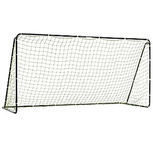 Franklin Sports Competition Soccer Goal - Steel Backyard Soccer Goal with Net - Includes 6 Ground Stakes - 12' x 6' Youth Soccer Goal - Black