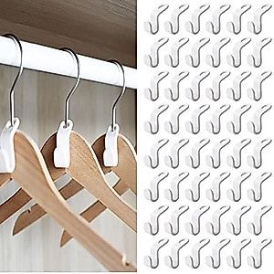 50PCS Clothes Hanger Connector Hooks, Coldairsoap Hanger Extender Clips for Heavy Duty Outfit Hangers Plastic Cascading Hanger Hooks Space Saving Organizer as
