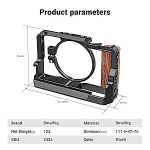 SMALLRIG Vlog Camera Cage for Sony RX100 VI and RX100 VII Camera (Fits DSC-RX100 M6 and DSC-RX100 M7 Camera) with Wooden Handle Grip Vlogger Youtuber – CCS2434