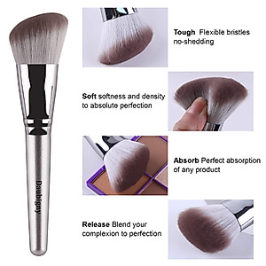 Makeup Brushes,Daubigny 16Pcs Silver Premium Synthetic Makeup Brush Set with Professional Foundation Brushes Powder Concealers Eye shadows Blush Makeup Brush for Perfect Makeup