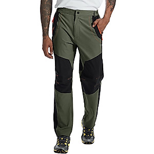 TBMPOY Men's Hiking Work Cargo Pants Lightweight Waterproof Quick Dry Outdoor Mountain Pant Fishing Camping Green 36
