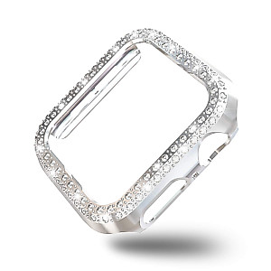 [5-Pack] Protector Case Compatible with Apple Watch Series 3 Series 2 Series 1 38mm Cover, Double Row Bling Crystal Diamonds Protective Cover PC Plated Bumper Frame Accessories (5 Colors, 38mm)