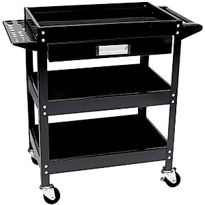 Performance Tool W54006 23-Inch x 16-Inch 3 Shelf Utility Cart with Drawer