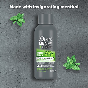 DOVE MEN + CARE Fortifying 2 in 1 Shampoo and Conditioner for Normal to Oily Hair Fresh and Clean with Caffeine Helps Strengthen Thinning Hair 3 oz (Pack of 12)