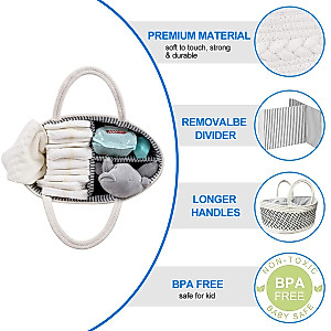 BSMstone Baby Diaper Caddy Organizer Diaper Basket with Divider Portable Car Organizer and Nursery Storage Bin Baby Best Shower Gifts for Newborn (Regular-White+Brown)