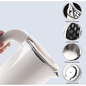 0.5L Portable Electric Kettle, Mini Travel Kettle, Stainless Steel Water Kettle - Perfect For Traveling Cooking Noodles, Boiling Water, Eggs, Coffee, Tea(White 110V)