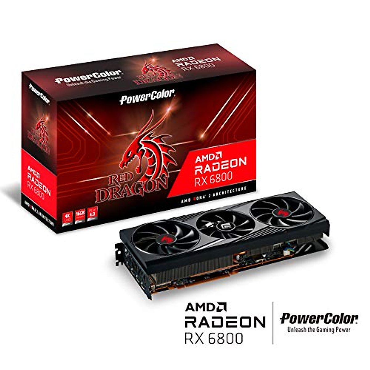 PowerColor Red Dragon AMD Radeon™ RX 6800 Gaming Graphics card with 16GB GDDR6 memory, powered by AMD RDNA™ 2, Raytracing, PCI Express 4.0, HDMI 2.1, AMD Infinity Cache