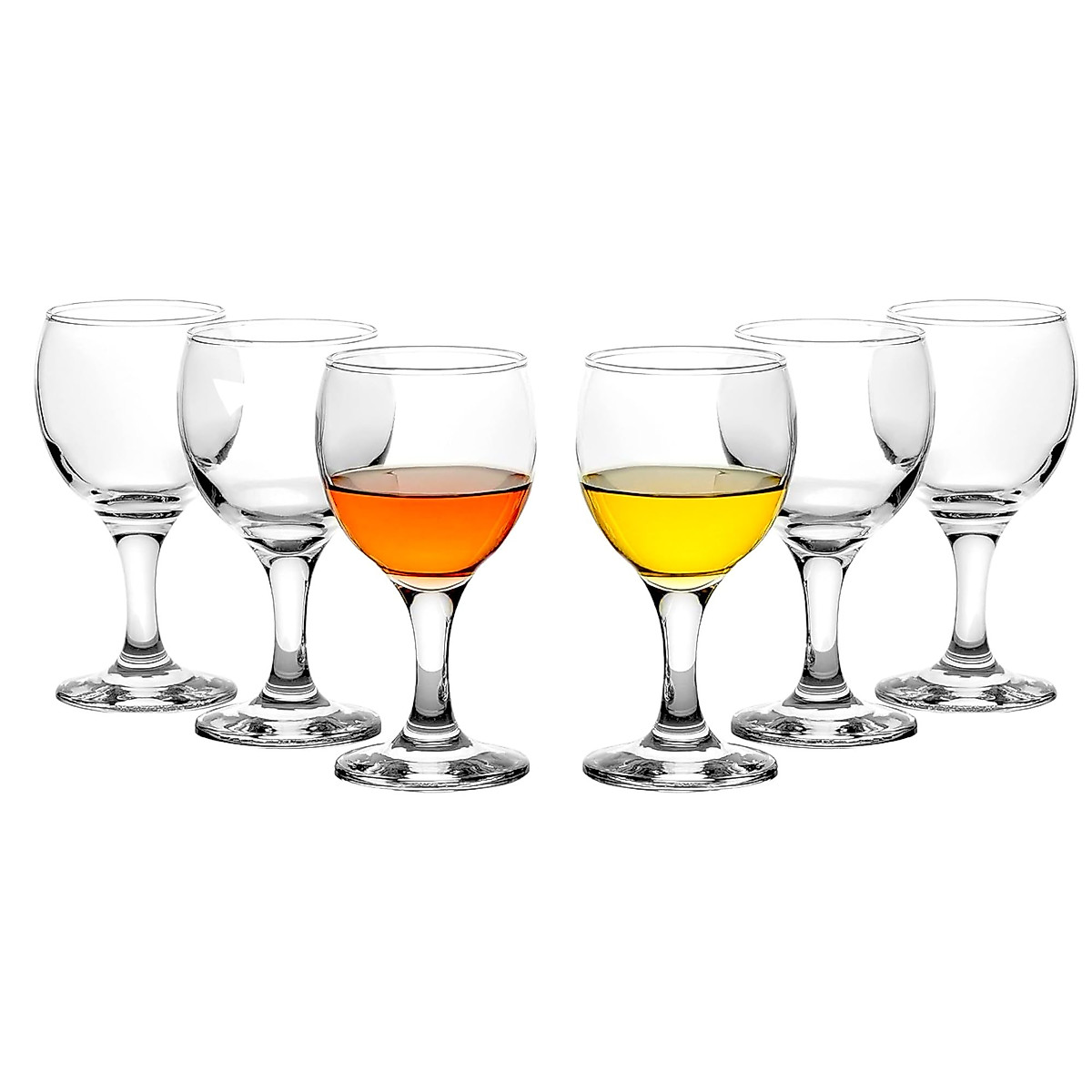 SECEN LONDON Shot Glasses Set of 6,Stemmed Mini Clear Wine and Champagne Glasses, 6 Oz / 175 CC,Cordial Glasses Port Wine Glasses,Great for White and Red Wine/Wine Glass Clear,Liqueur Mini Glasses