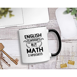 Funny Math Mug for Teachers. English is Important but Math is Importanter 11 oz Geek Coffee Cup. Mathematician Jokes Gift Idea for Professor or Student.