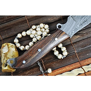 Perkin - Custom Handmade Damascus Hunting Knife - Beautiful Camping Knife - Full Tang