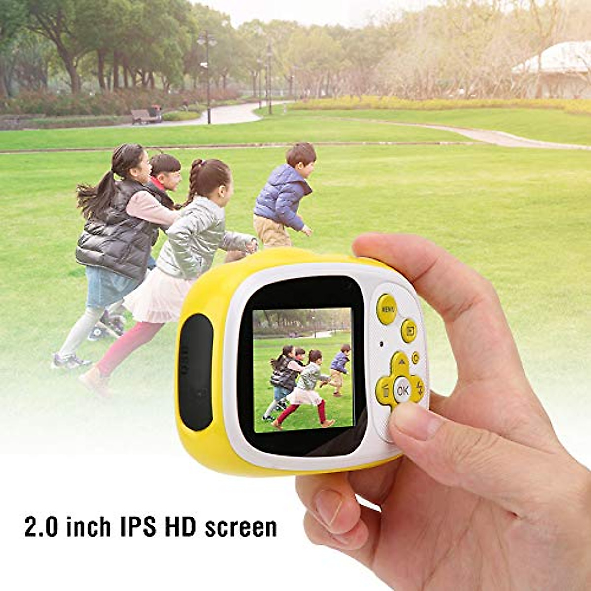 8MP Children Camera,Waterproof 2inch HD 6X Digital Zoom 720P@30FPS Digital Video Shooting Camera with Bluetooth and Flashlight Function for Kids Holiday/Birthday Gifts(Yellow)