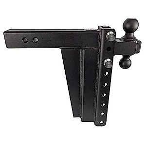 BulletProof Hitches 2.5" Adjustable Extreme Duty (36,000lb Rating) 12" Drop/Rise Trailer Hitch with 2" and 2 5/16" Dual Ball (Black Textured Powder Coat, Solid Steel)