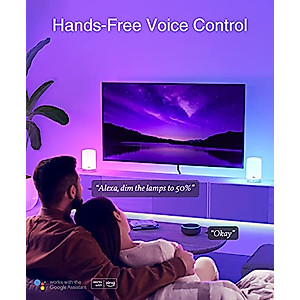 LB3 Smart Lamp, LED Bedside Touch Lamps Compatible with Alexa and Google Home, App Go_sund Control, RGB Color Changing Dimmable & Warm White Night Light for Bedroom, USB Powered