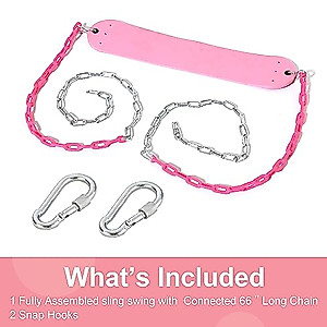Pink Swing Seat - Heavy Duty Chain Plastic Coated - Playground Swing Set Accessories Replacement Gift Box Set Birthday Gift