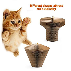 Collapsible Cat Scratcher Lounge Bed, Cardboard Cat Bed, Corrugated Pet Scratcher Pad, Round Cat Scratching Bed Nest for Indoor Big Large Kitty Kitten Cats