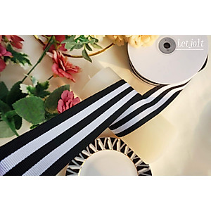 Striped Fabric Grosgrain Ribbon 1-1/2 Inch Wide 25 Yards Black and White Striped Ribbon for Bouquet Favor New Years Gifts Wraps Craft Trim Embellishments Supplies Decorations
