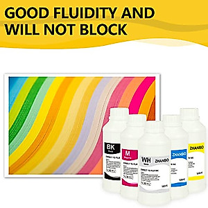 ZHANBO DTF Ink Heat Transfer Film Printing 500ML 6Pack Refillment for L1800 L800 L1430 P400 P408 P600 P608 P800 R1390 R1800 R1900 R2000 R2400 R2880 R3000 R3880 R4880 R7880 XP-15000 Printers, 6 Pack