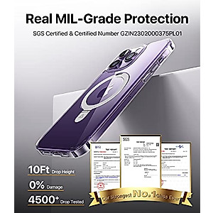 andobil for iPhone 14 Pro Max Clear Case with Magnetic Ring [Compatible with MagSafe] [Military Grade Protection] Invisible Strong Magnet Stand, EasyRelax Kickstand Case, (Non-rotatable), Clear