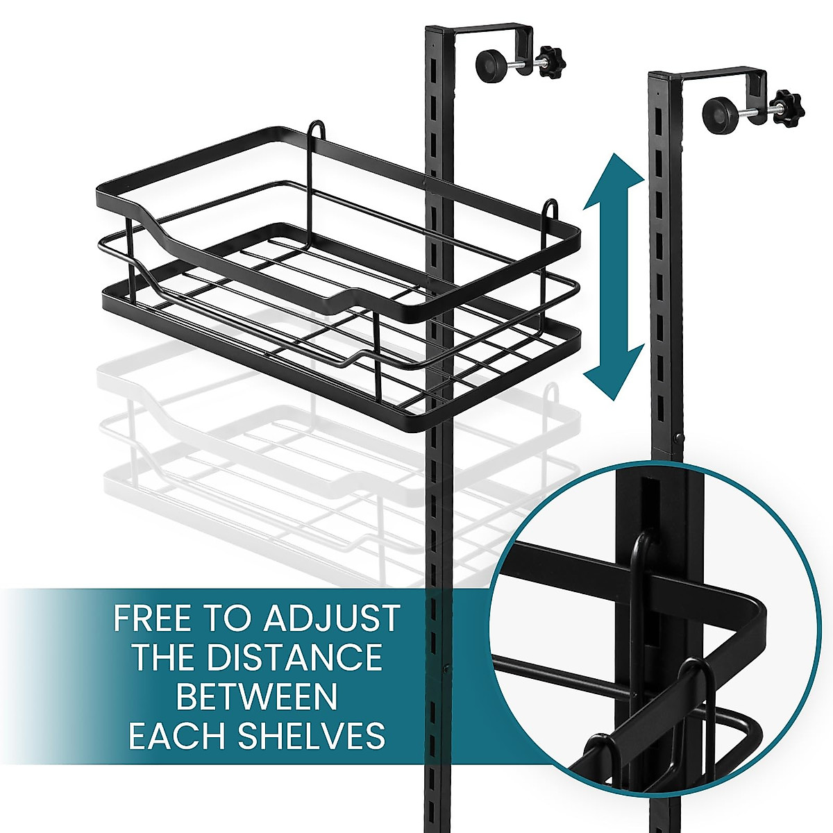 TAILI Hanging Shower Caddy Over The Door Adjustable Hanging Organizer Rack with Hooks, Sturdy Rust Proof Hanging Shower Organizer Shelf Basket Storage Rack, No Drilling