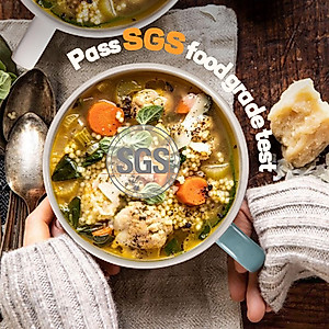 Artena 38 Ounce Soup Bowl with Handles, 6 inch Jumbo Soup Mug with Handles, Wide Large Cereal Bowl for Oatmeal, Gumbo, Salad, Oversized Teal Glazed Ceramic Soup Cup, Microwave & Oven Safe