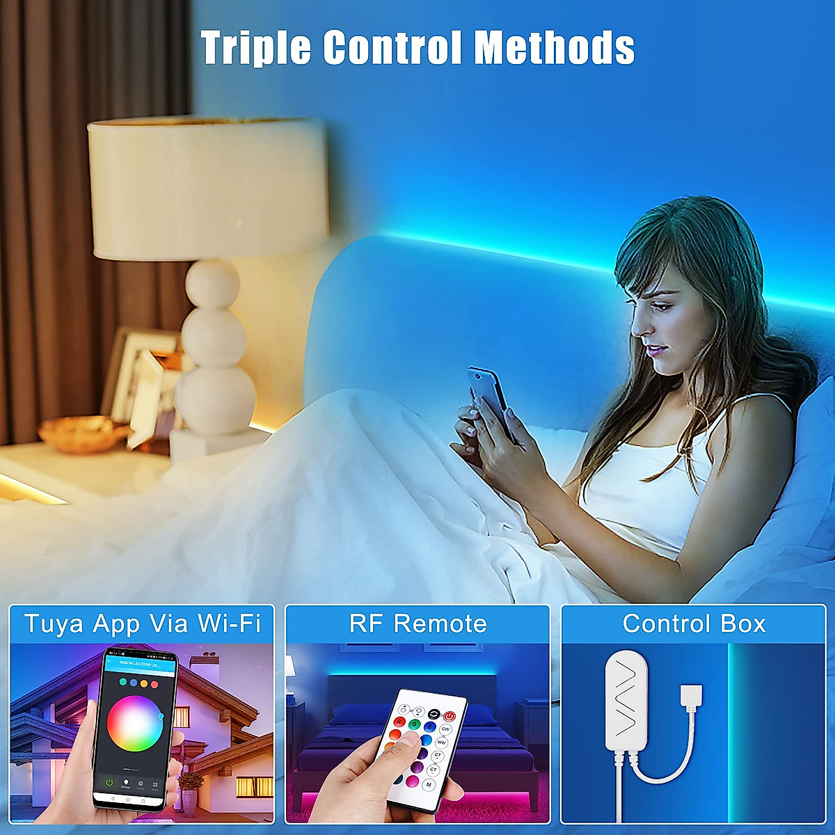 Tatazone RGBWW Smart LED Strip Lights, 32.8ft Tunable White 3000K to 6500K+RGB WiFi Led Light Strips Work with Alexa Google, Music Sync Color Changing Indoor Rope Lights for Kitchen, Room, Cabinet