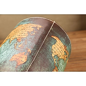 HMANE Wastebasket, Decorative Round Waterproof Litchi Leather Trash Can Paper Garbage Container Bin for Living Room - (Pattern-3)