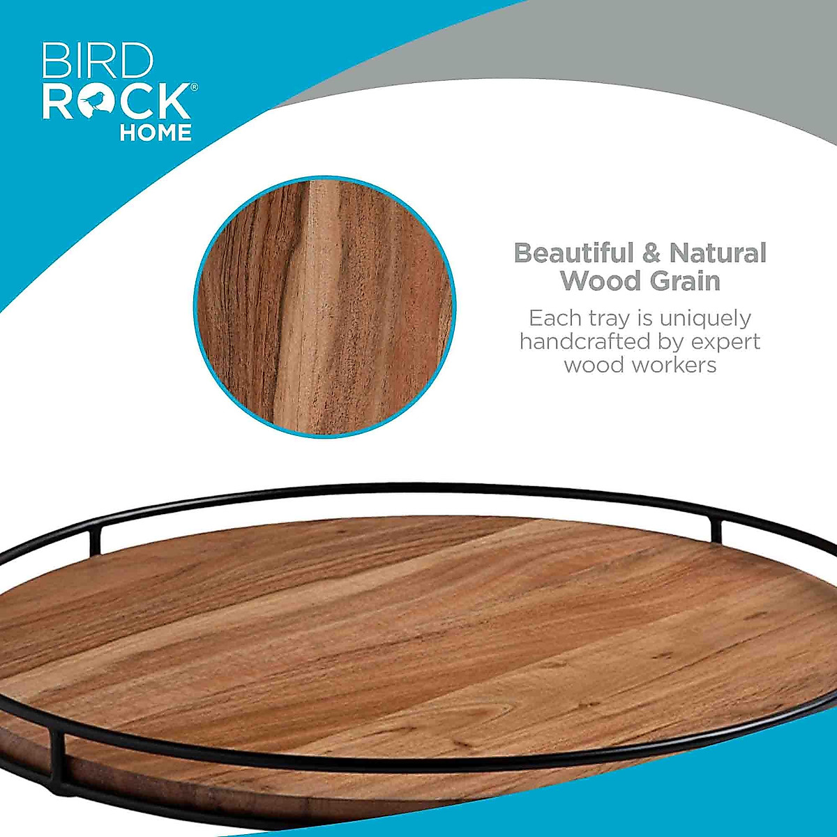 BIRDROCK HOME 18” Wooden Lazy Susan - Espresso - Iron Edges - Table Top Turntable - Cabinet or Pantry Organizer - Decorative Spice Rack Medicine Cleaning Spinning Table - Wood