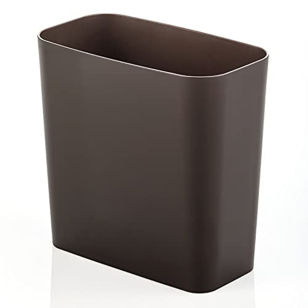 mDesign Small Plastic 1.8 Gallon Trash Can Wastebasket Garbage Bin for Bathroom - Slim Rubbish Waste Bin Trashcan for Master/Guest Bath, Bedroom, Kitchen, Laundry Room, Office, Casi Collection, Bronze